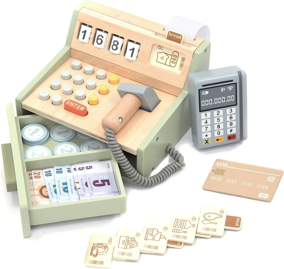 UMU® Wooden children's cash register 22 pcs– UMU® Europe